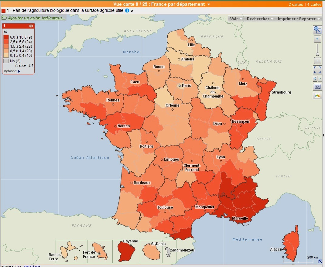Fanas de bio: Carte des régions Bio en France