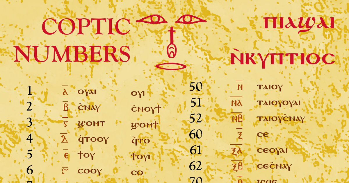 Revive the Egyptian Language: Coptic Lesson 4: Coptic Numerals