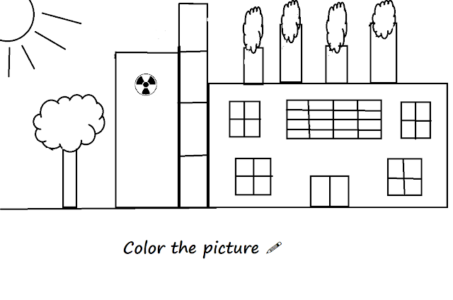 Devoted to the Earth: Air pollution coloring page- factory