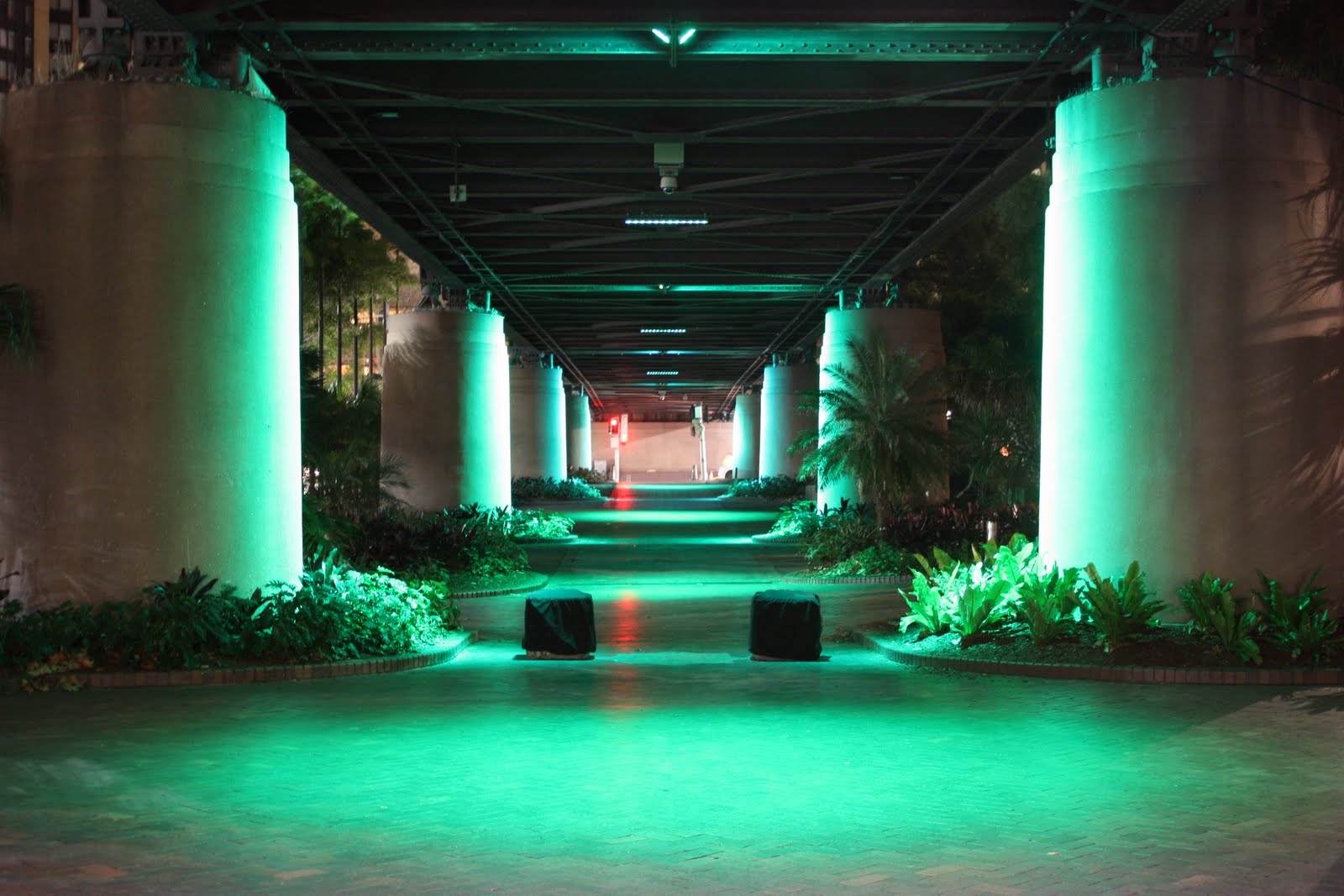 Sydney - City and Suburbs: Circular Quay, Vivid Sydney, pylons and walkway