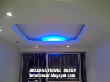 Gypsum ceilings designs with blue ceiling lighting ideas