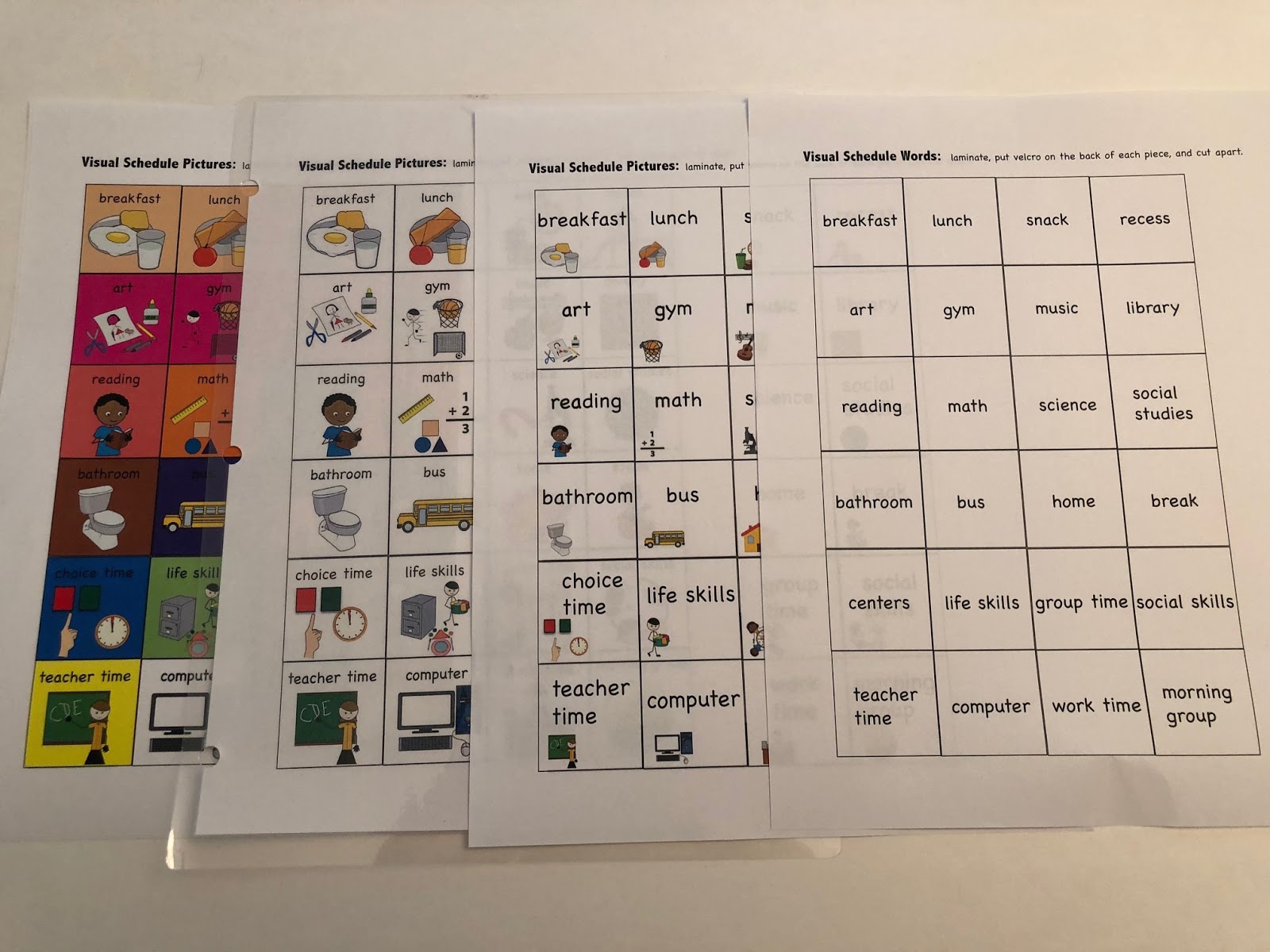 Autism Tank: Classroom Set-Up: Visual Schedules
