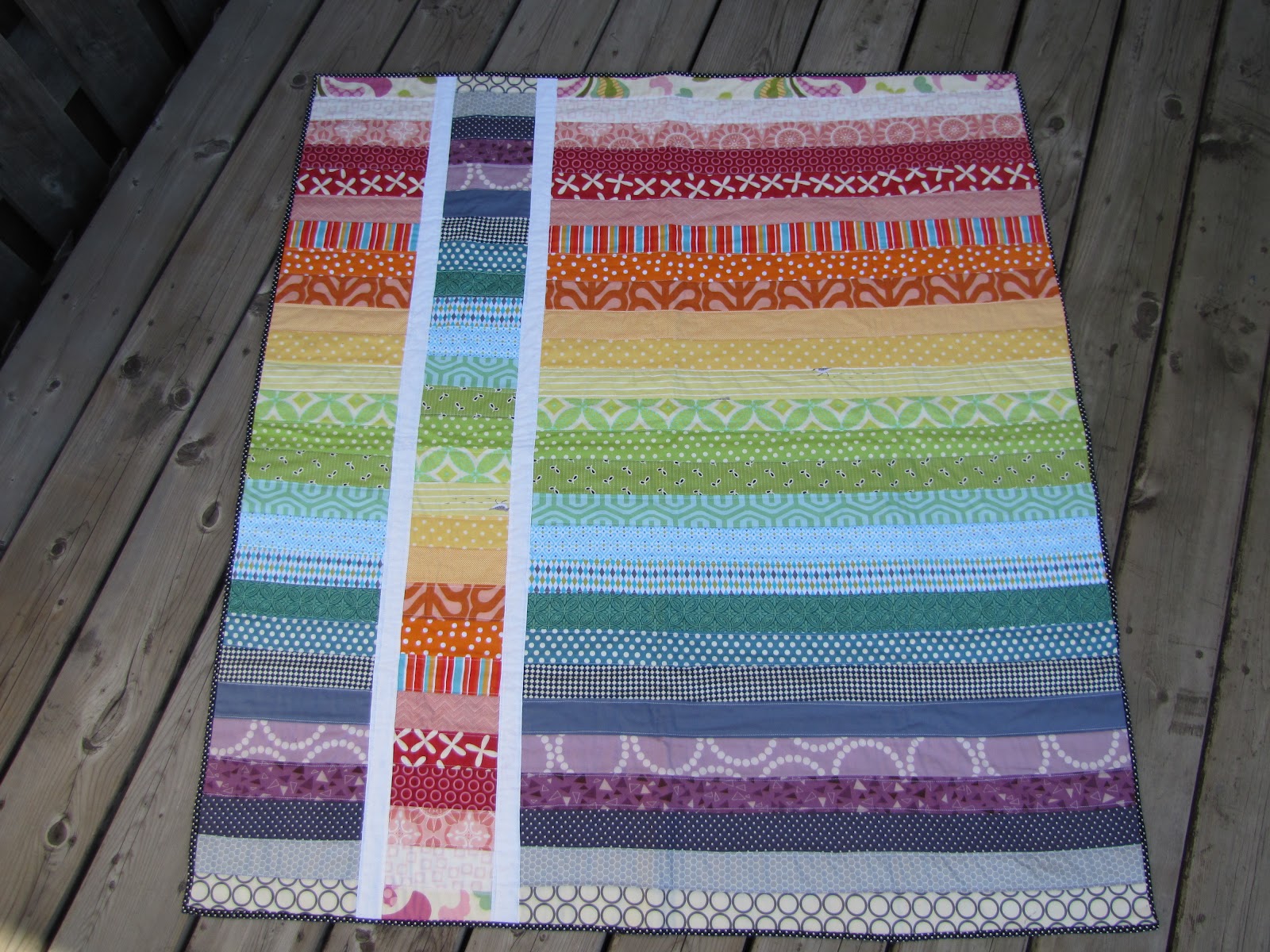 buttons quilts: Rainbow Stripe: Quilt Finish