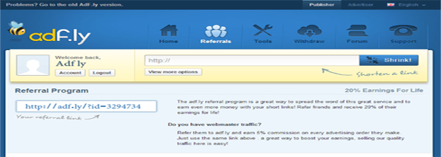 1- طريقة التسجيل في موقع adfly