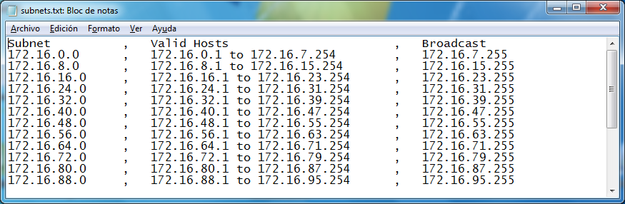Universo Tela: Programa para Realizar el Subneteo de una Red