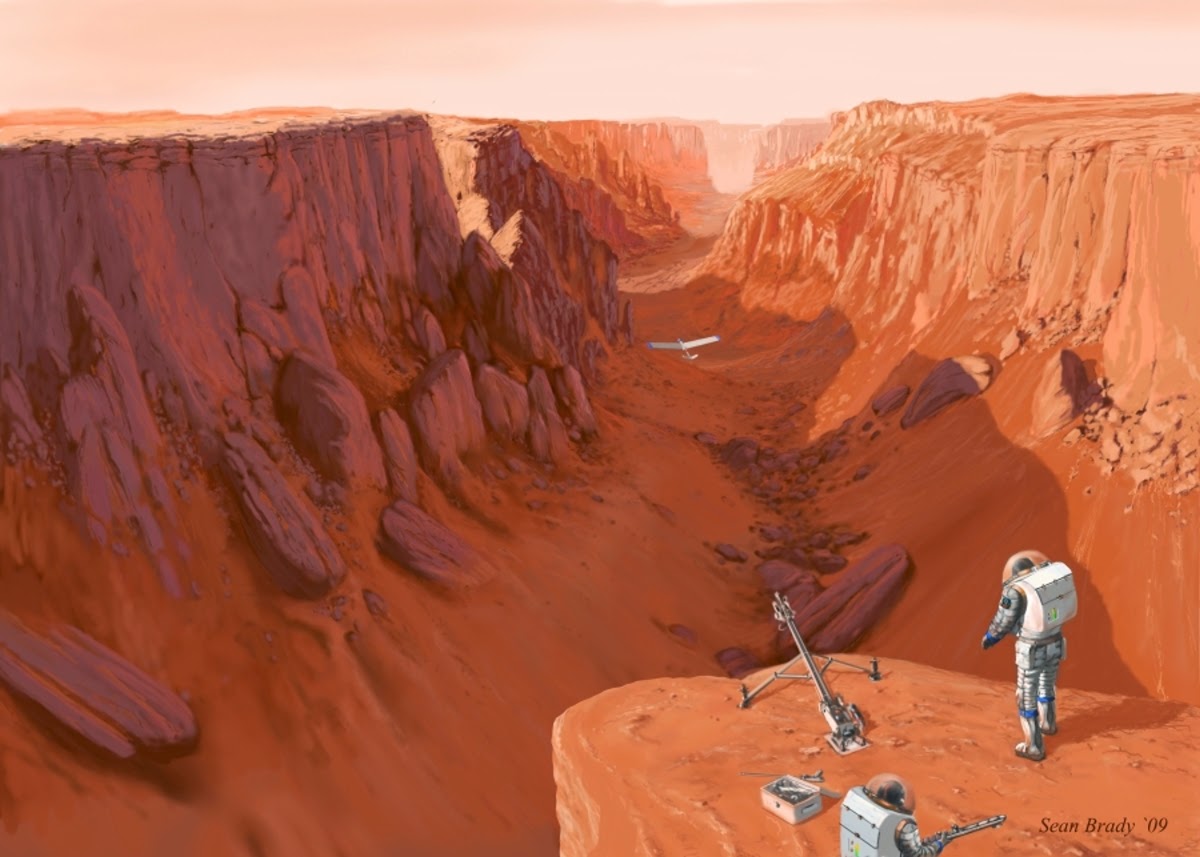 Astronauts exploring Valles Marineris by Sean Brady | human Mars
