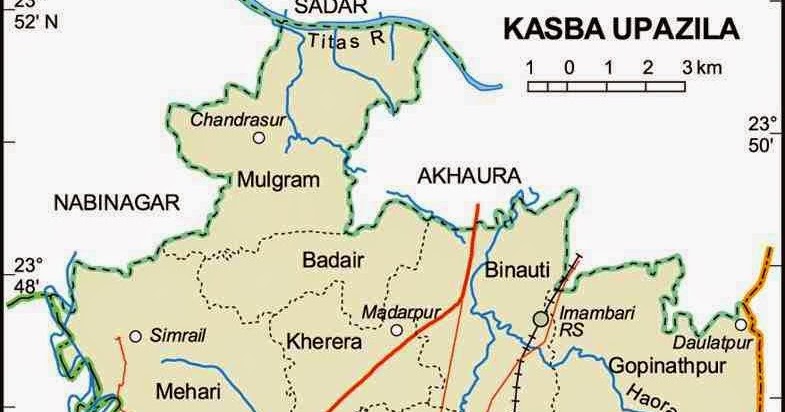 Kasba Upazila Map, Brahmanbaria District, Bangladesh