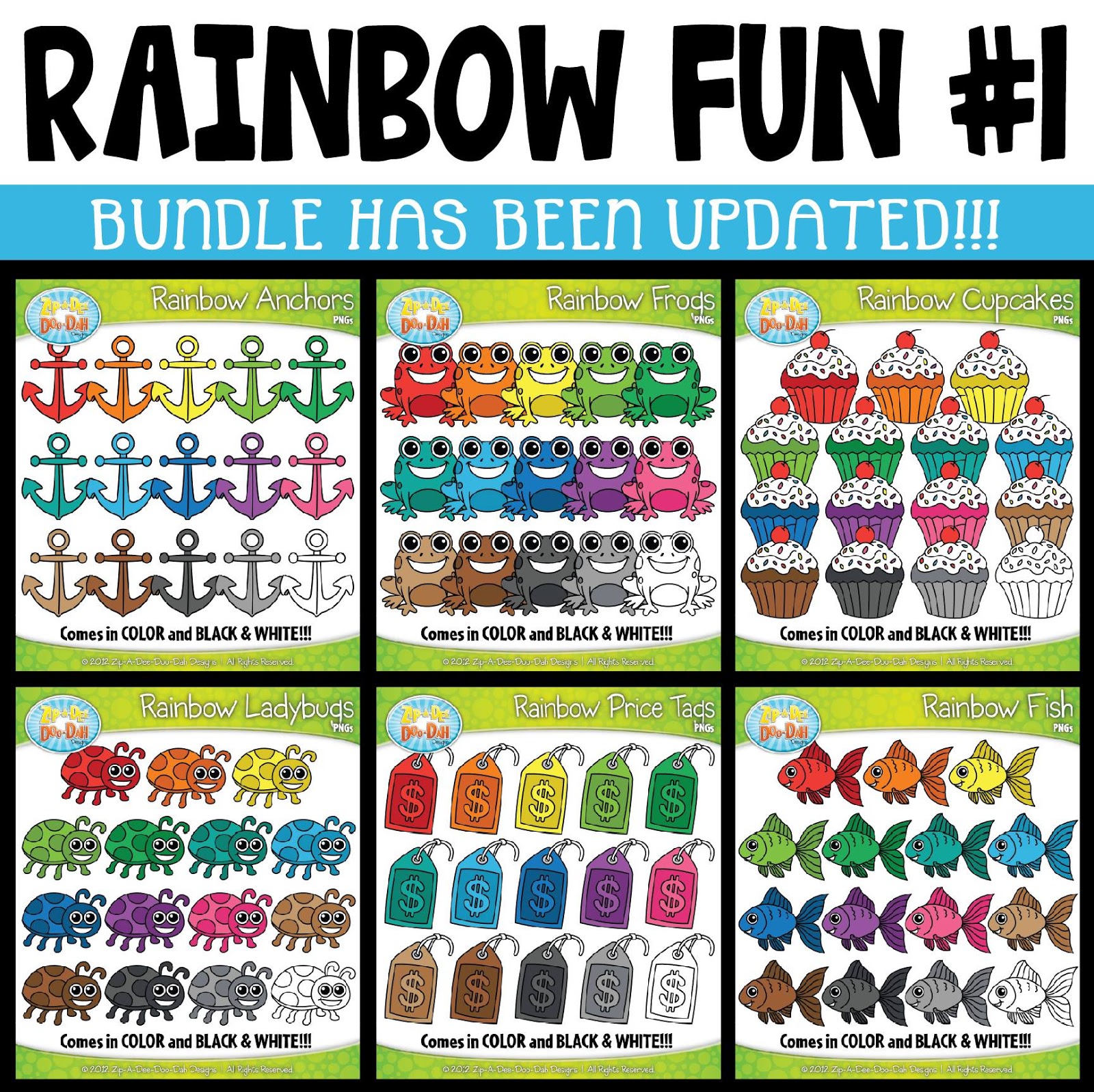 Zip-A-Dee-Doo-Dah Designs: UPDATED: Rainbow Fun Clipart Collection #1