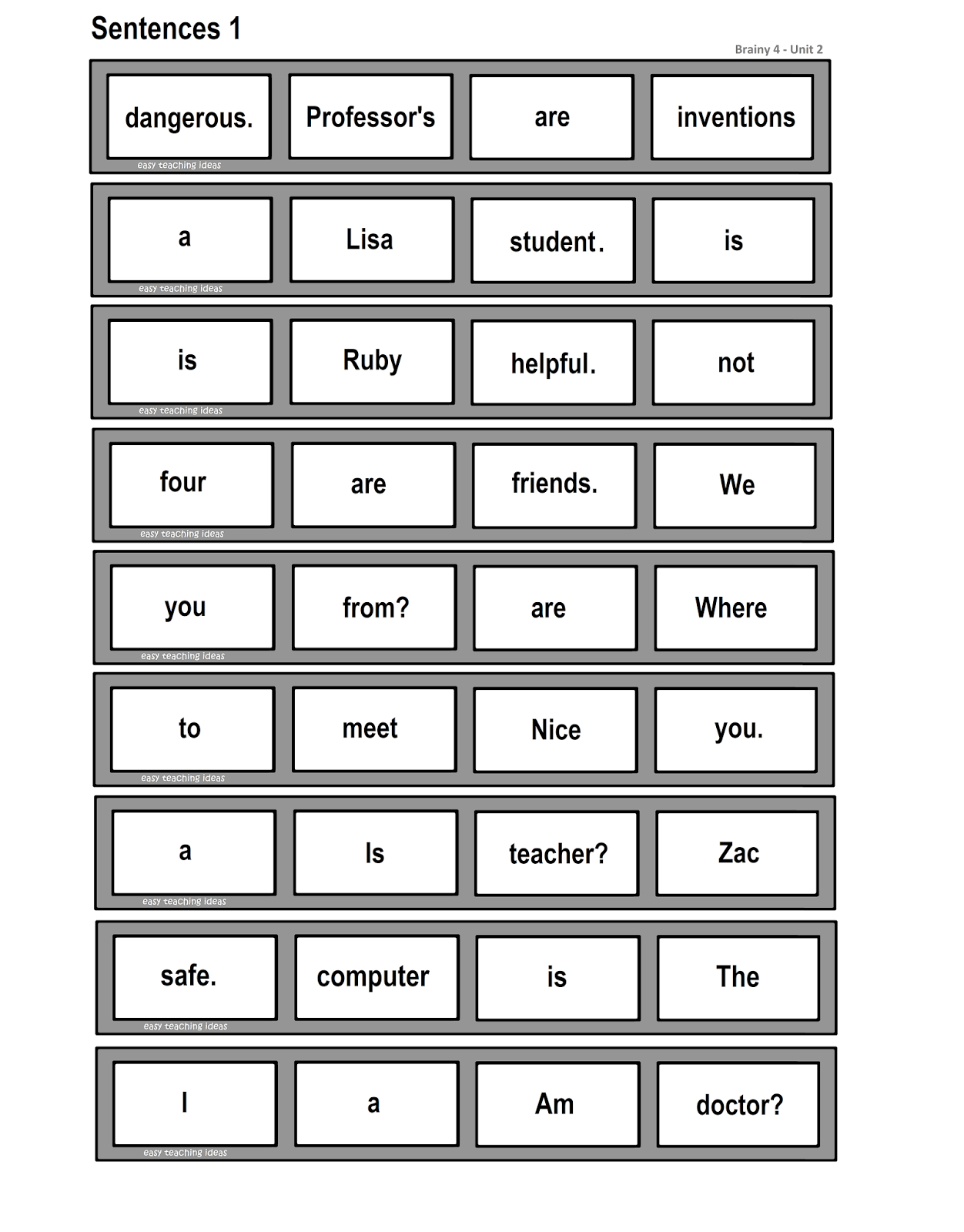 moje pomysły jak ...: Brainy 4 - Units 1-3