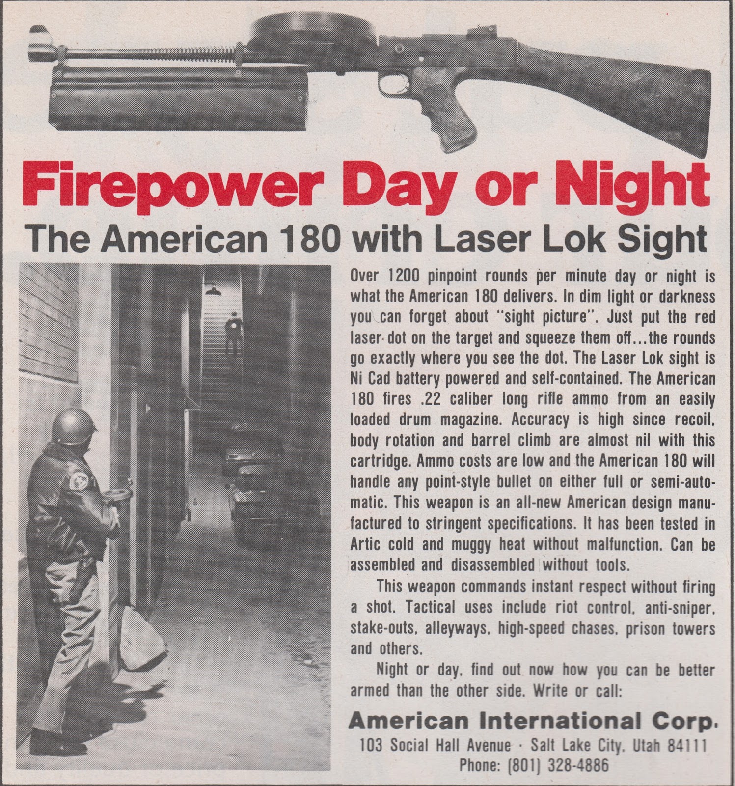 Arms of the 80's: Advertisment of the Day: The American 180 Laser Loc ...