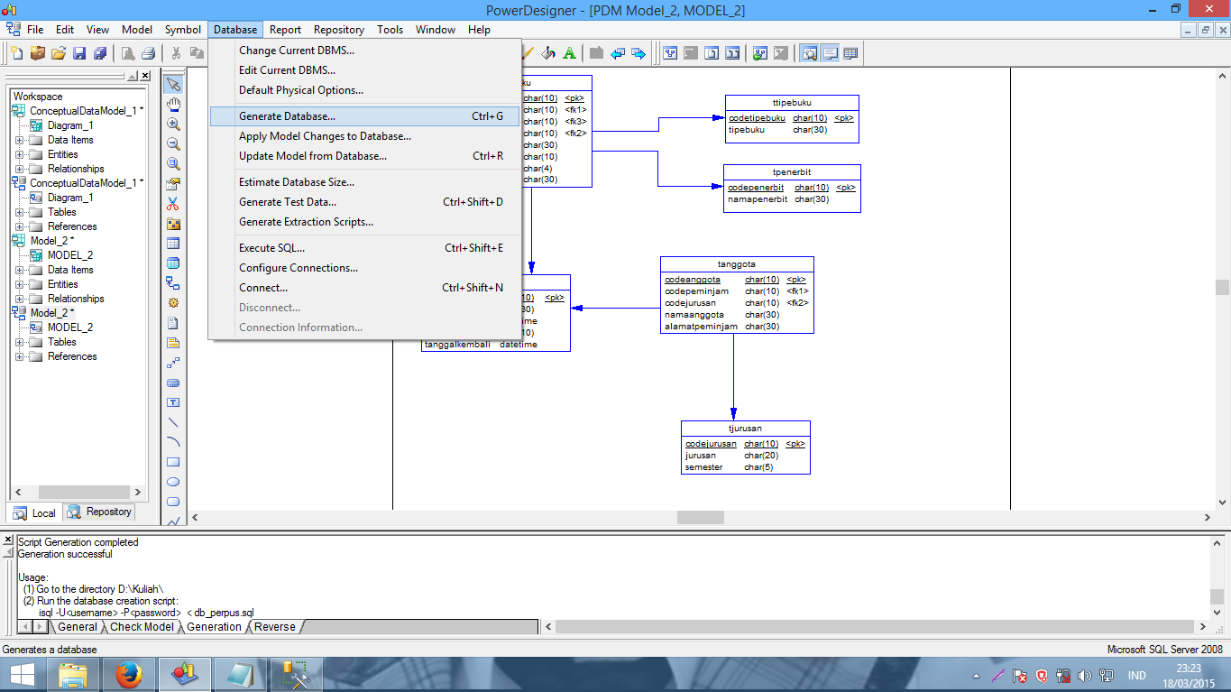 Tugas Basis Data 1 - Membuat CDM,PDM dan Database Perpustakaan ~ Summer IT