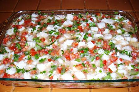 Kuuking amb Tere: CEVICHE DE CAMARÓN , PESCADO Y PULPO