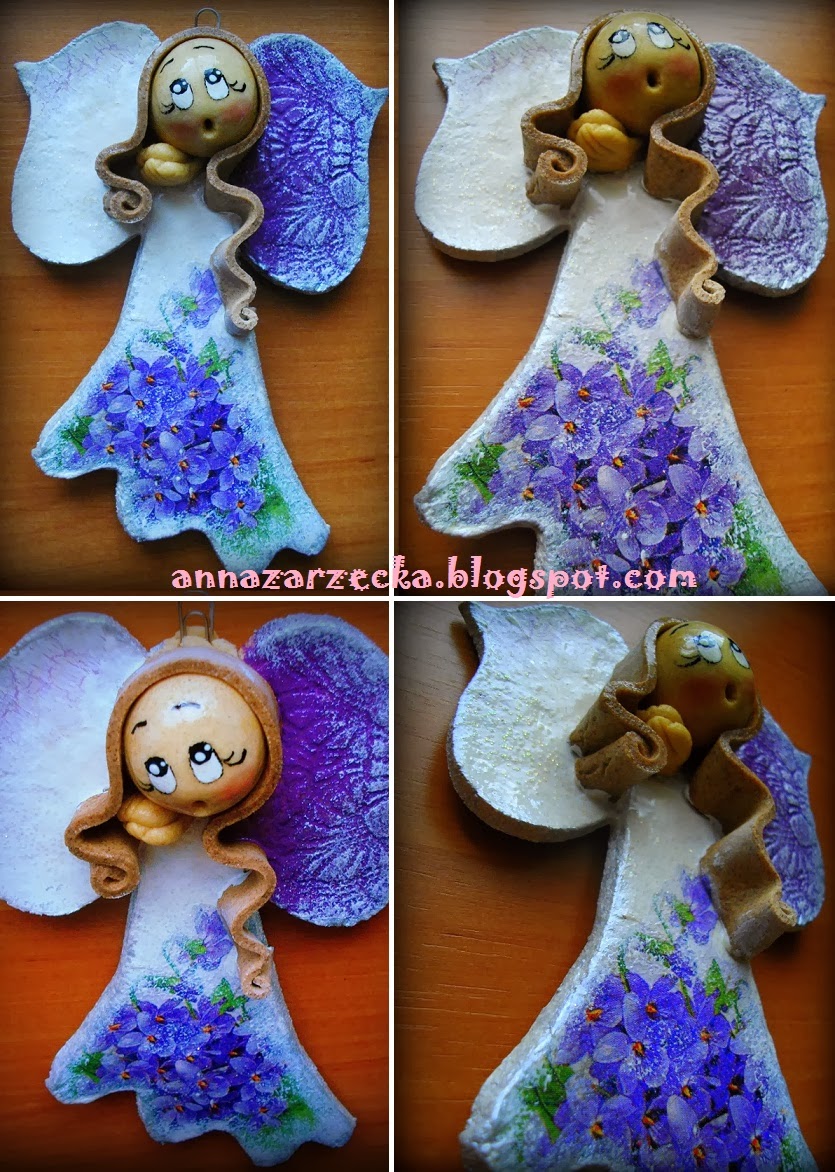 Handmade Salt Dough: Angels decorated with decoupage :)
