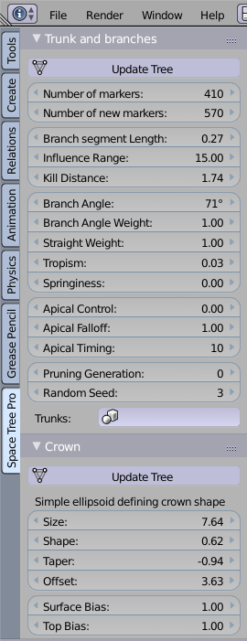 Small Blender Things: Space Tree Pro pine tree WIP