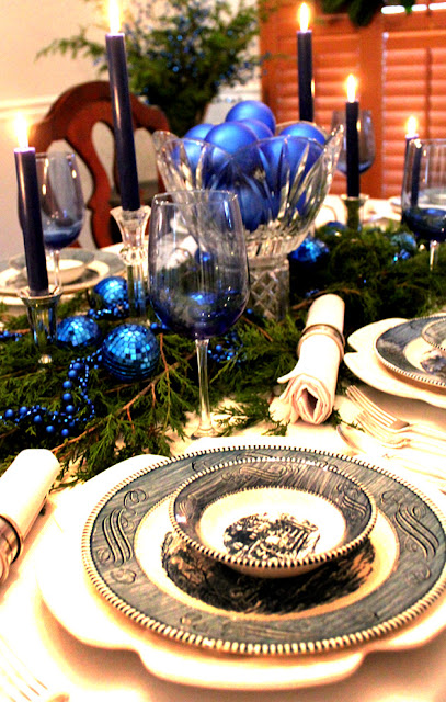 JBigg: Life in Kentucky: Currier and Ives Blue for a Christmas Tablescape