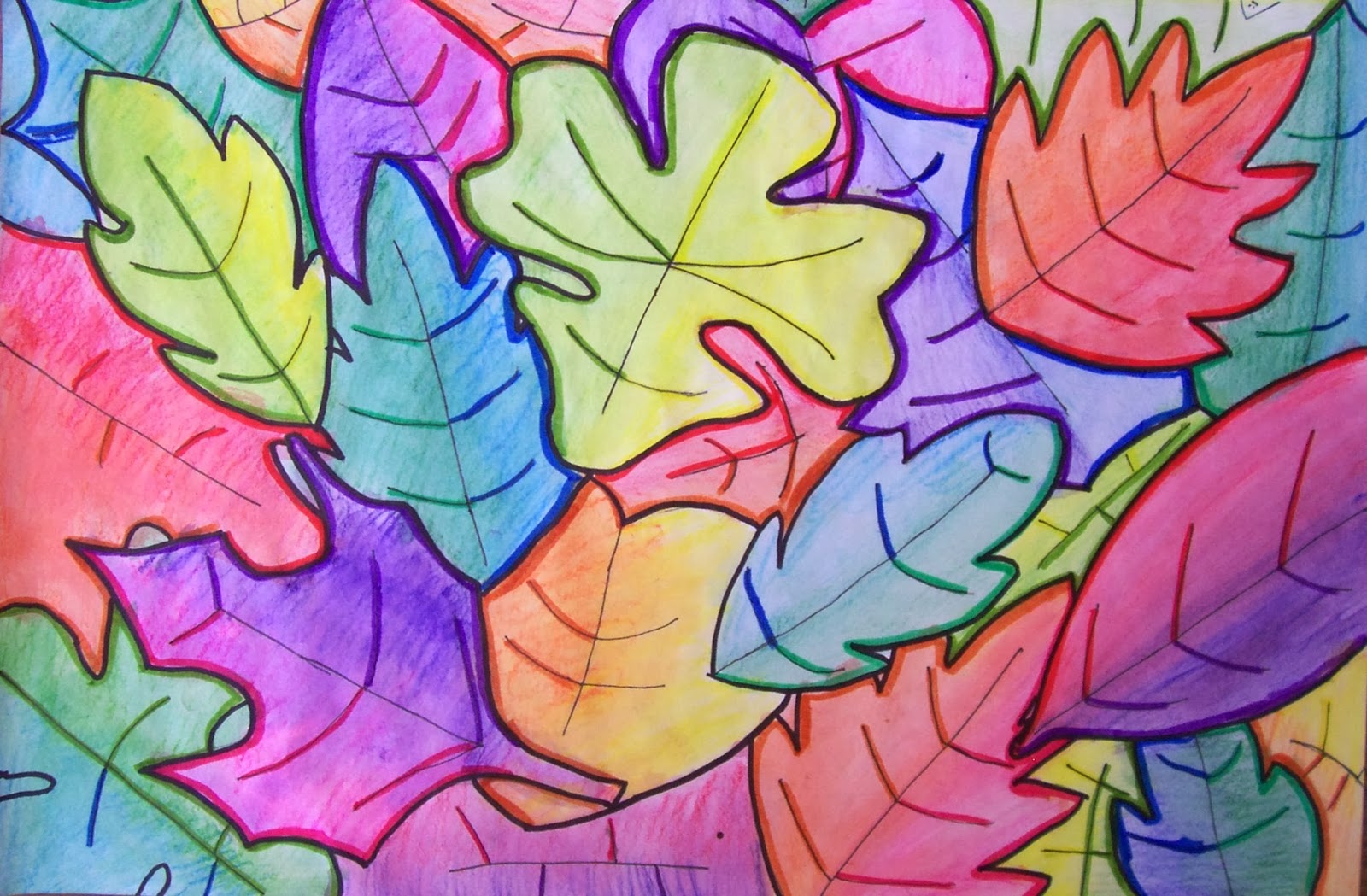 The Lost Sock : Overlapping Rainbow Leaves