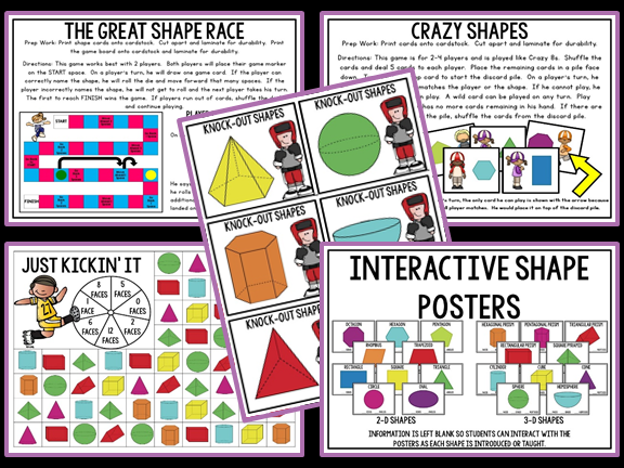 Geometry Games and Ideas for 1st & 2nd Graders
