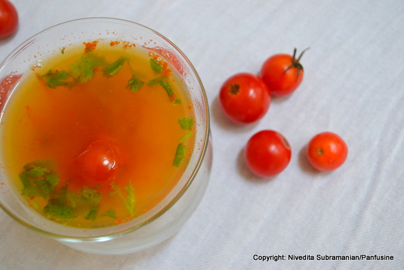 Day 8 - Cherry tomato 'Rasam' (spiced clear soup)