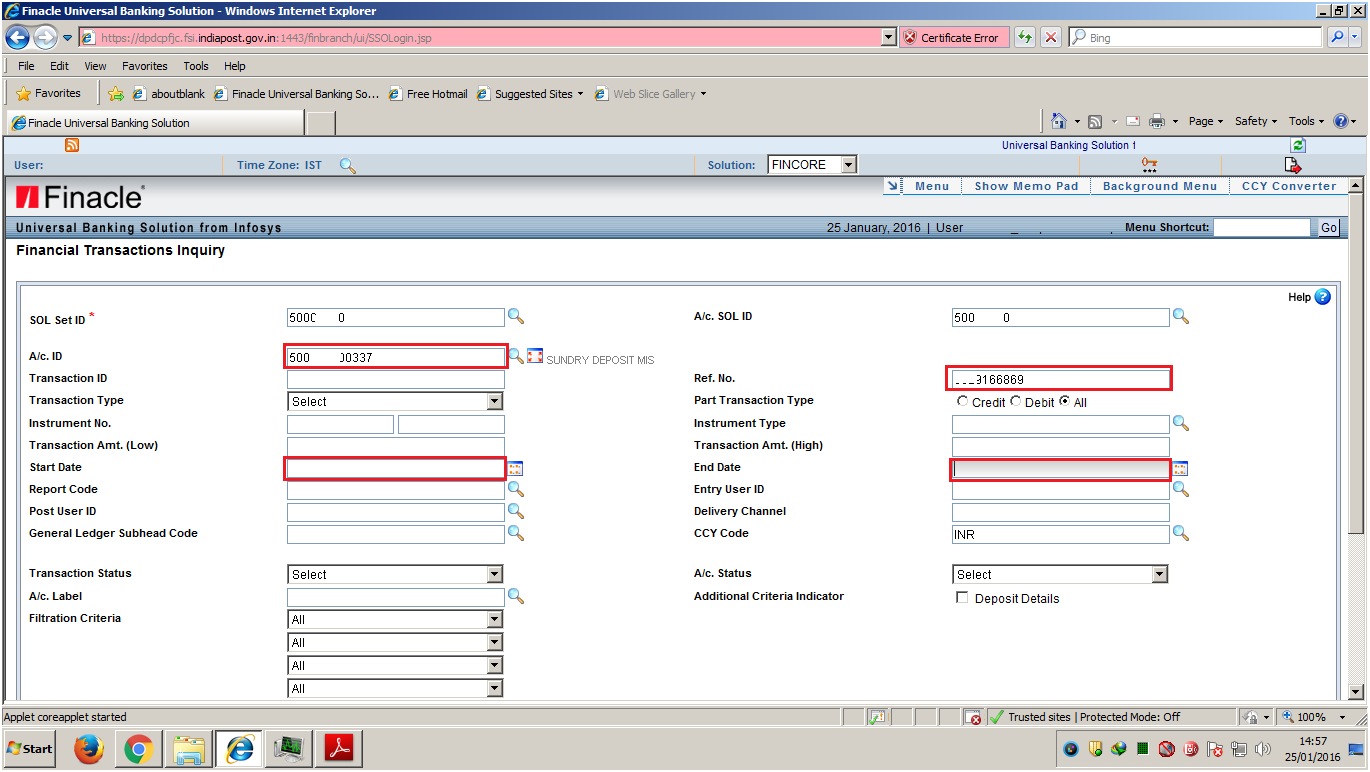 MIS Ledger Inquiry in DOP Finacle | DOP Core Solutions
