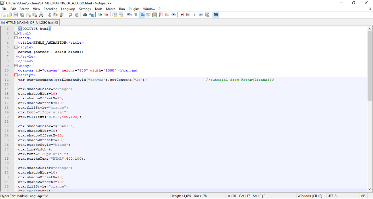 HTML5-making a logo using canvas element - FrenzyWeb