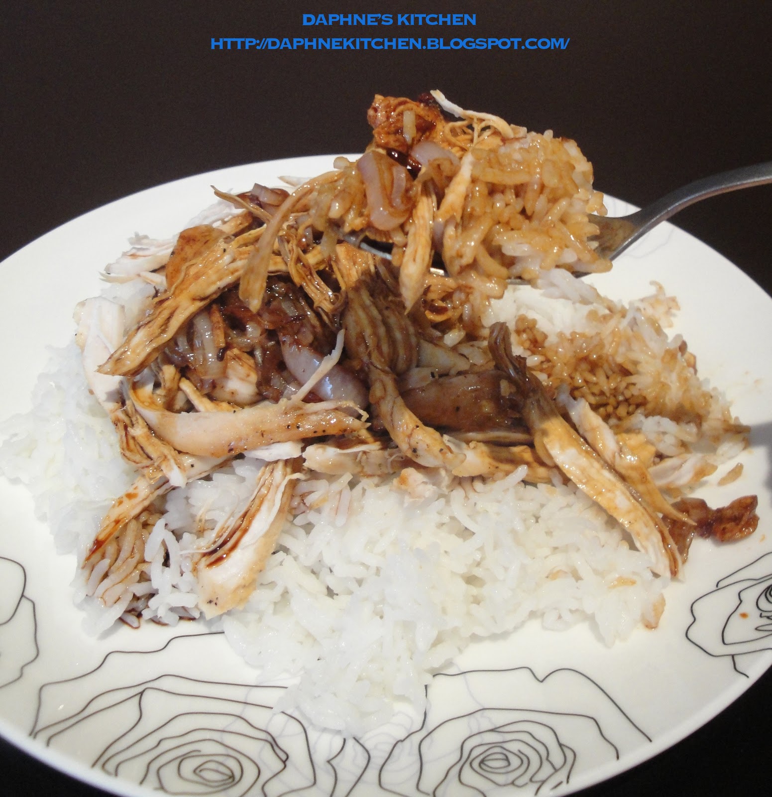 Daphne's Kitchen: Shredded Chicken Rice go with Soy Sauce and Shallot ...