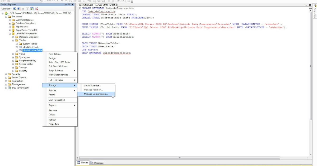 Technology, Life and Me - Gautam: Unicode Data Compression In SQL Server 2008 R2
