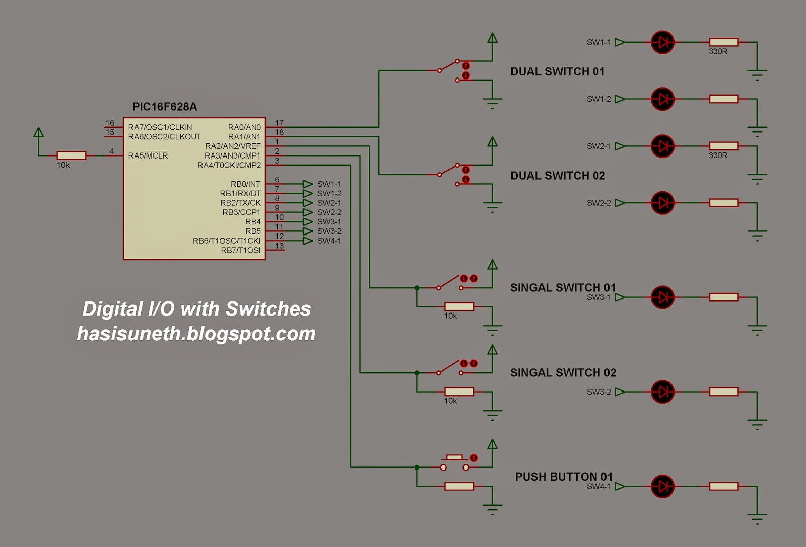 Future Dreams: MikroC Tutorial - Digital I/O [Input][Switches]