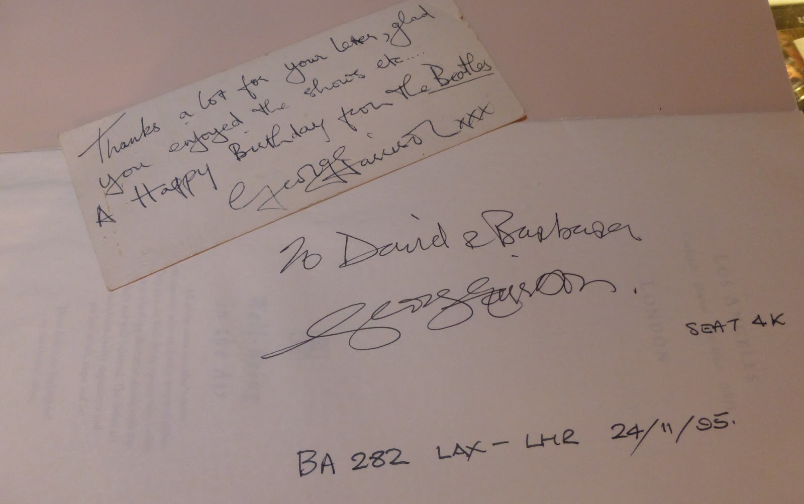 Liverpool Beatles Auction: Two George Harrison Autographs - Three ...