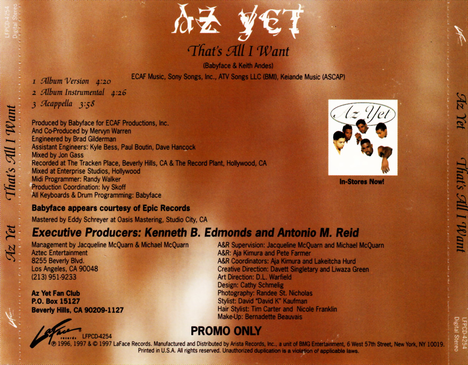 highest level of music: Az Yet - That's All I Want-Prmo-CDS-1996