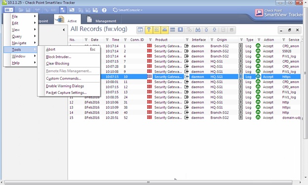 My Check Point CCSA Journal: Check Point SmartView Tracker