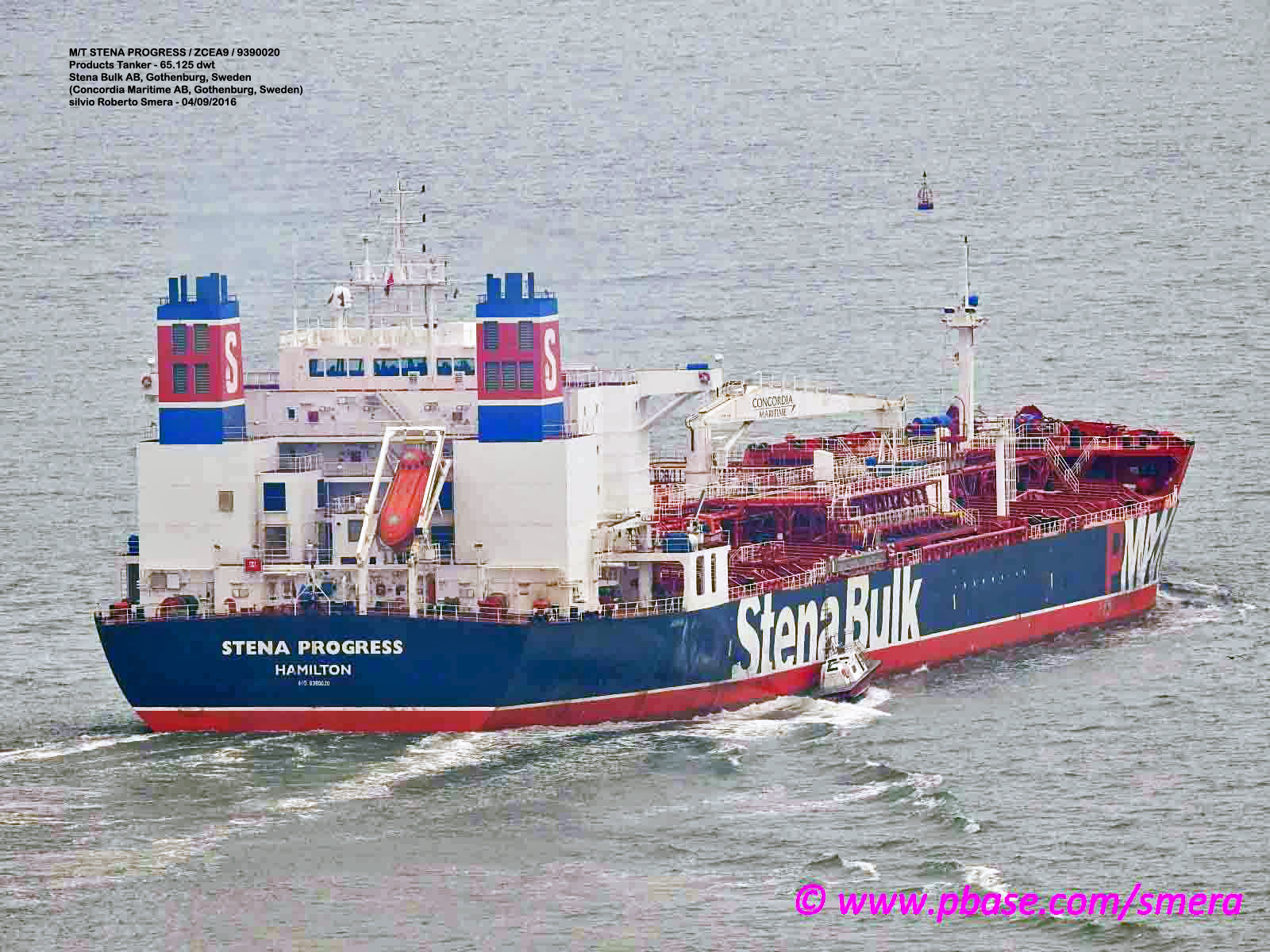 Santos Shiplovers: M/T Stena Progress / ZCEA9 - Leaving Santos, 04/09/2016