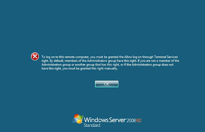 Logon: "You must be granted the Allow log on through the Terminal (or ...