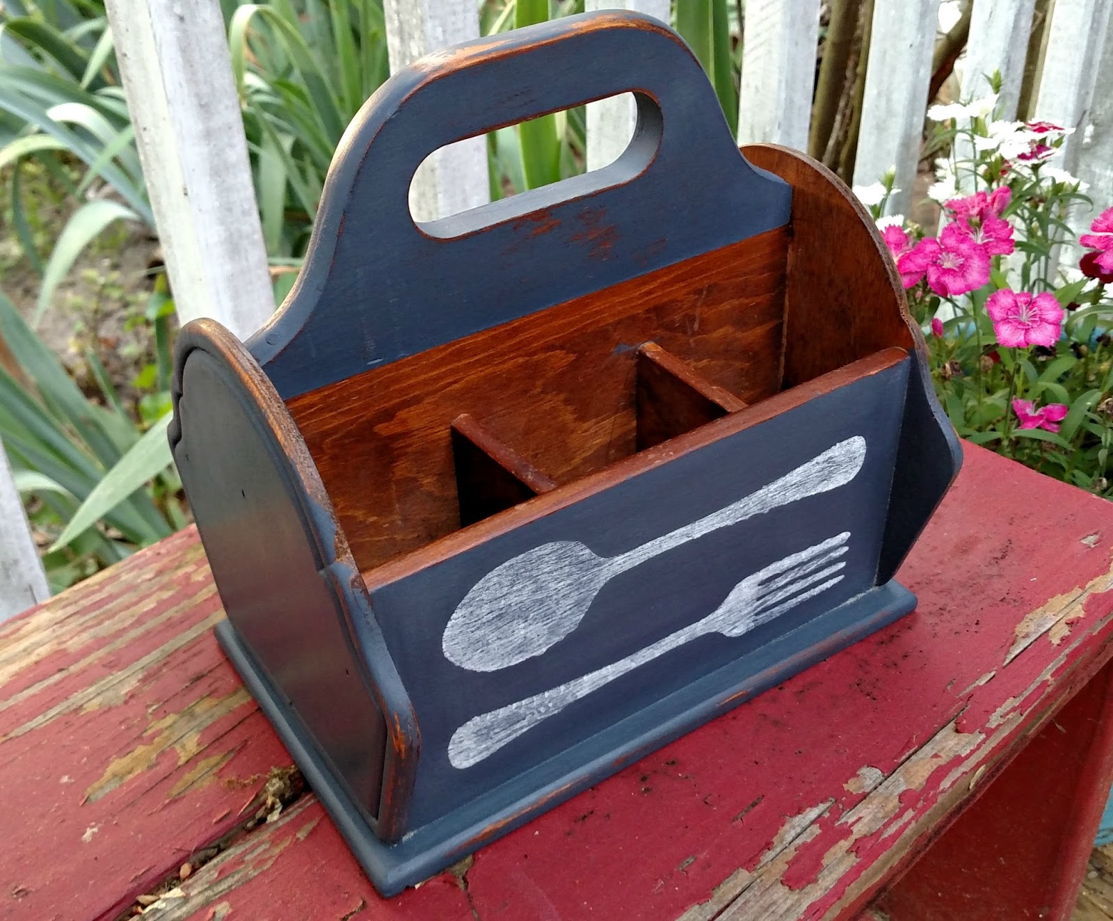 Red Tin Inn: Shabby little caddy Utensil silverware storage up cycle ...