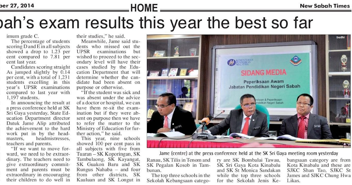 Blog Koleksi Akhbar Pendidikan New Sabah Times: Sabah's exam results ...