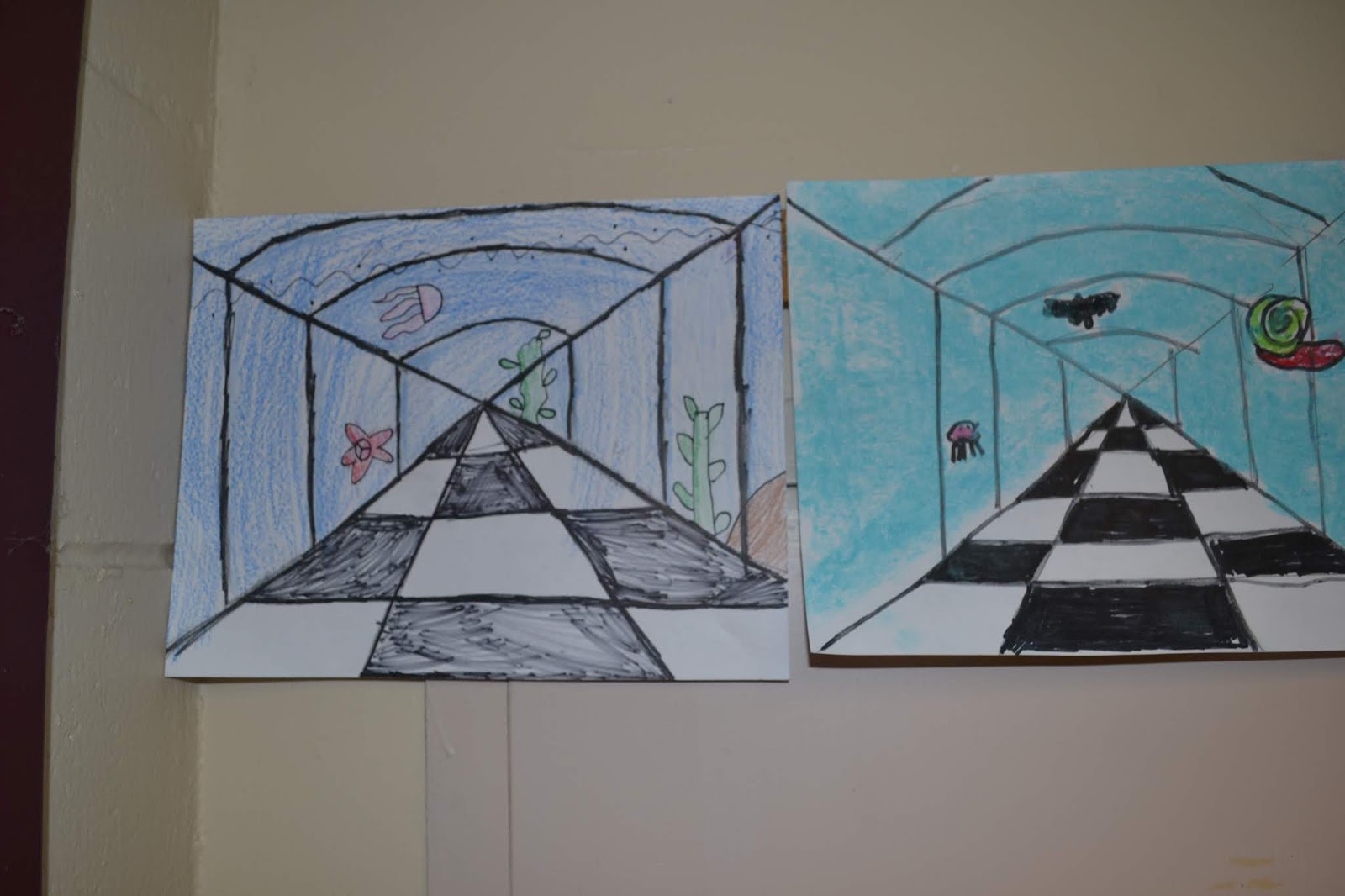 Boulevard Art Class: 5: One-Point Perspective Aquariums