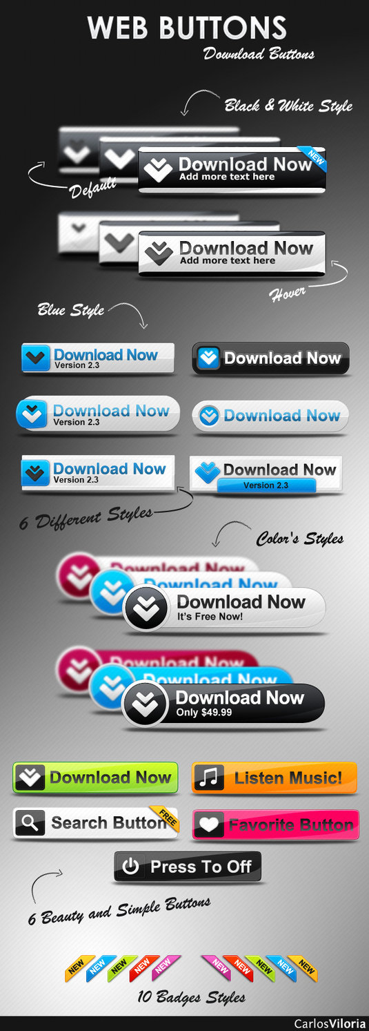 90+ Photoshop Glossy PSD Web Buttons