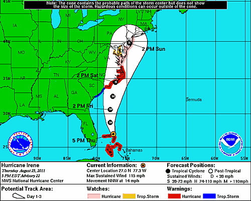 The Original Weather Blog: Hurricane Irene Poised to Strengthen Before ...