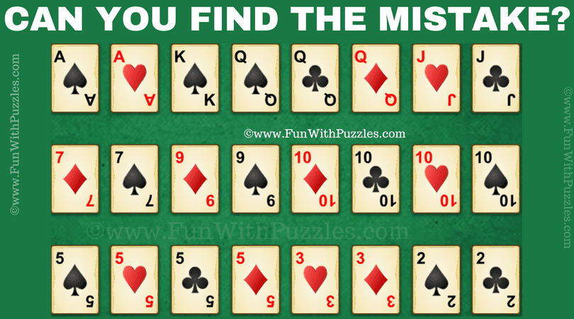Challenging Cards Mistake Finding Picture Puzzle