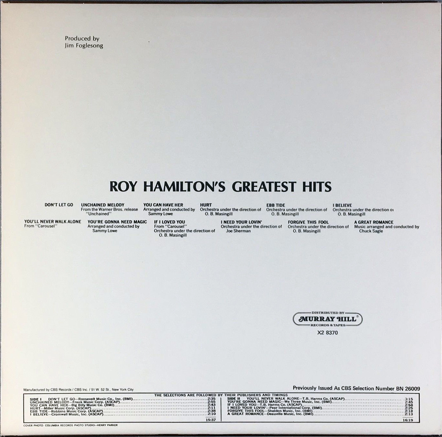 Compilados Oldies: ROY HAMILTON`S - GREATEST HITS