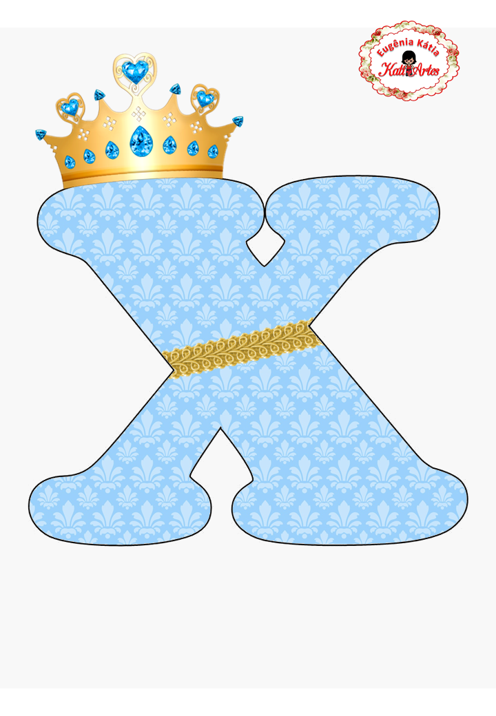 Alfabeto con Arabescos Celestes y Corona Dorada. - Oh my Alfabetos!