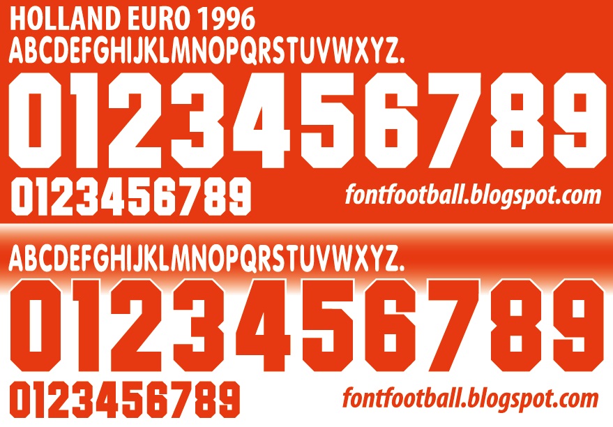 FONT FOOTBALL: Font Vector Holland Euro 1996 kit
