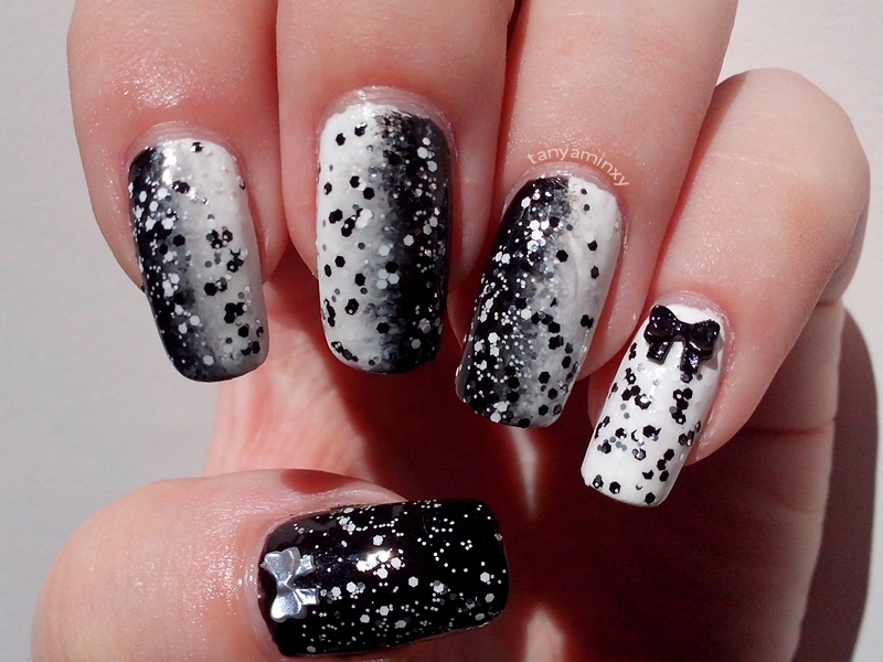 White Glitter Gradient Nails