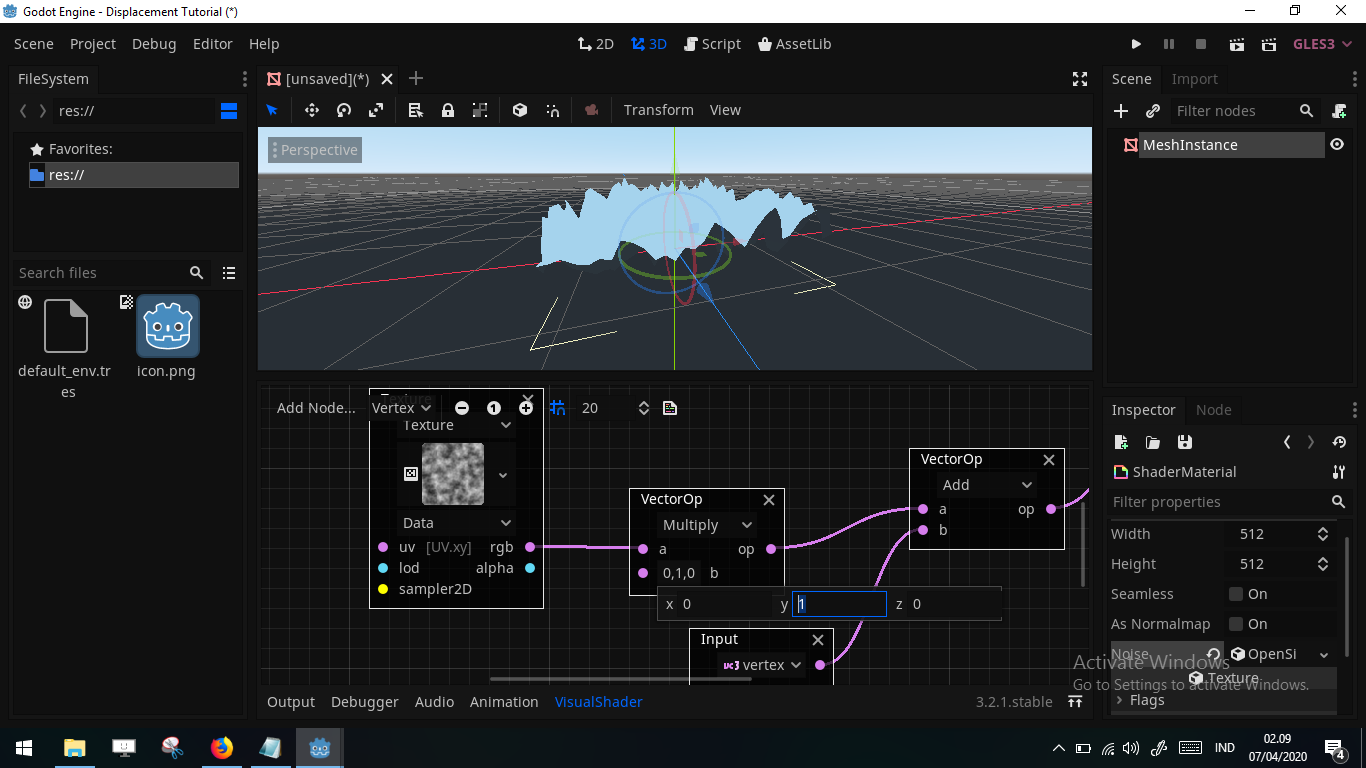 Godot Tutorial - Vertex Displacement using Visual Shader