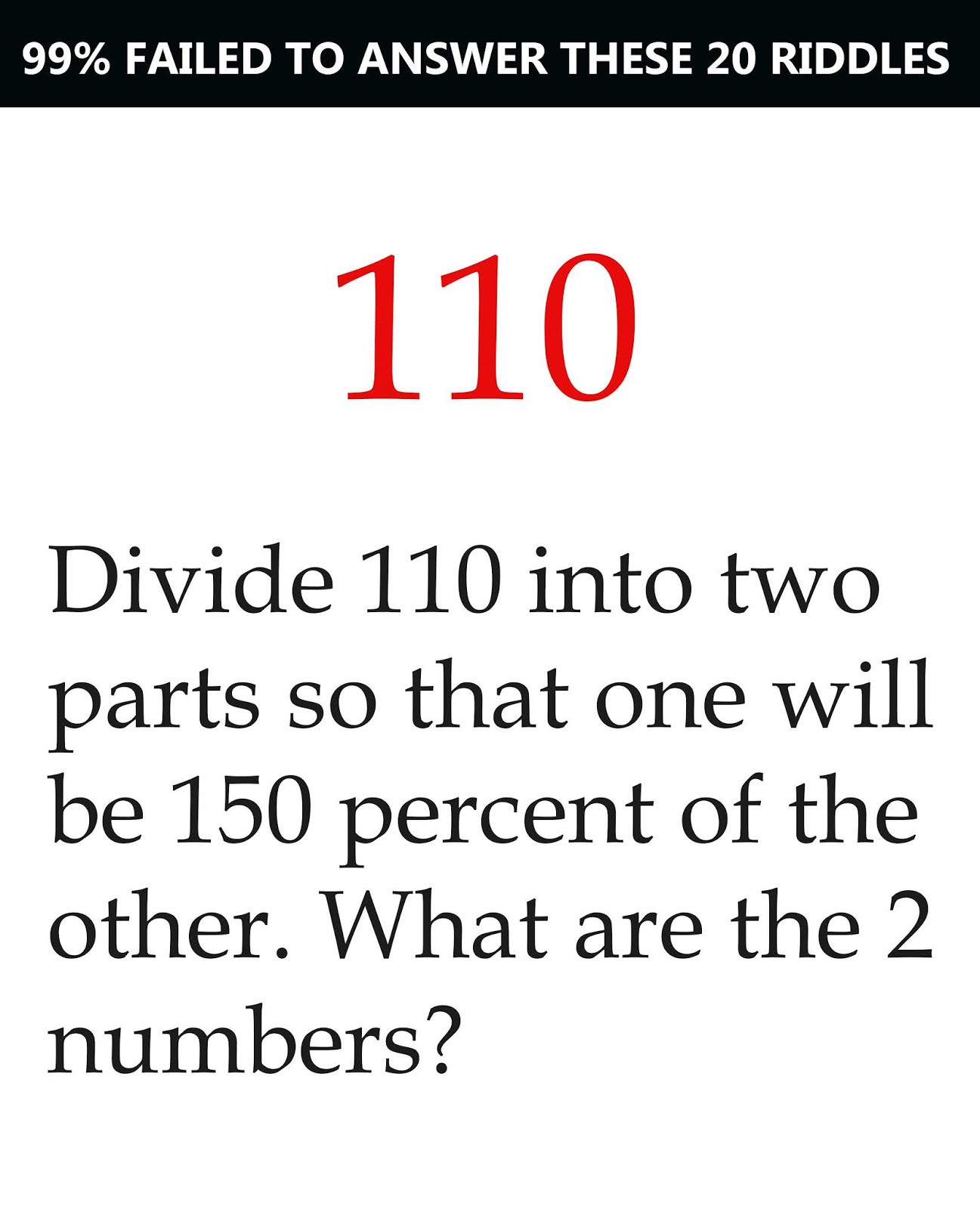 20 RIDDLES TO TEST YOUR MATH, IQ AND THINKING SKILLS