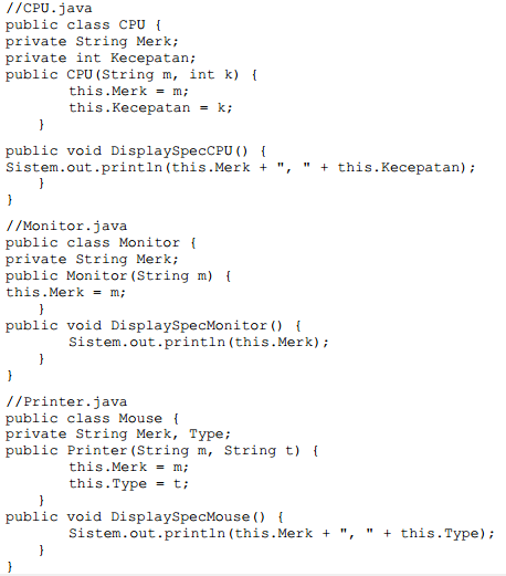 Resume Praktikum PBO Modul 3 (Agregasi dan Komposisi)