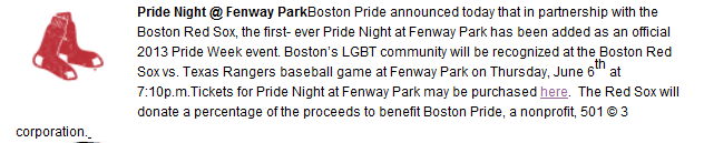 United to Save America: Tonight The Boston Red Sox Had Gay "Pride" Night