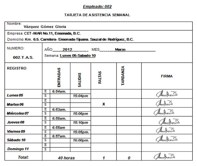 GUIA DIDACTICA DOCUMENTACION ADMINISTRATIVA 2do. A: Tarjeta Asistencia ...