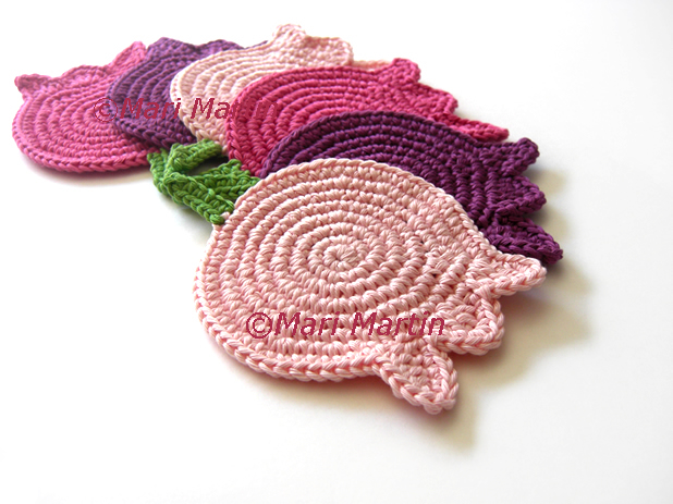 Crochet Coasters Tulips Spring ~ Crochet Colorful