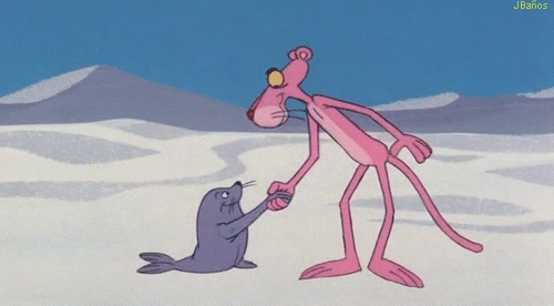 La Pantera Rosa GIF: La Pantera Rosa saludando a una foca